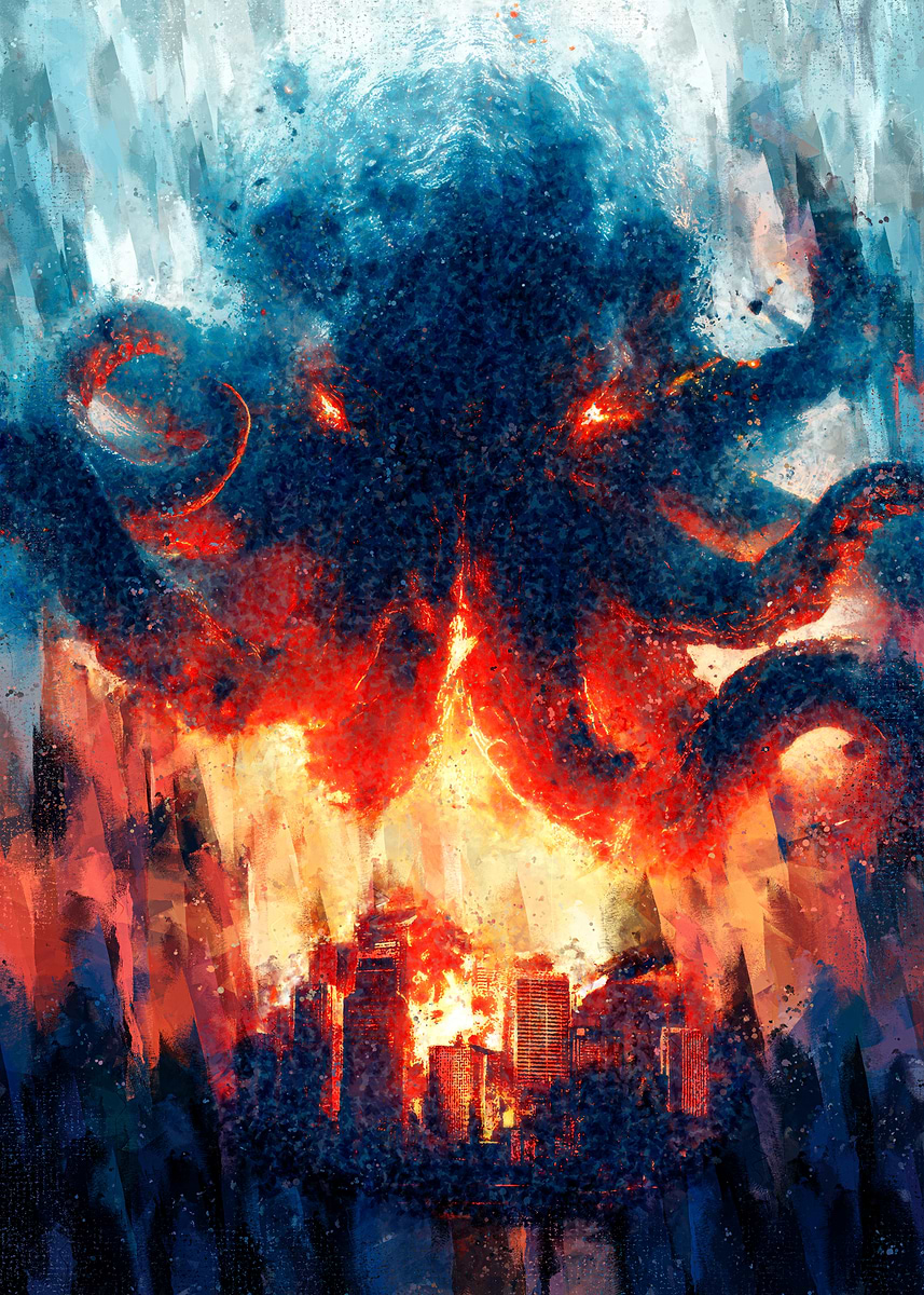 'Cthulu Eldritch Horror Over City Digital Painting' Poster, picture ...