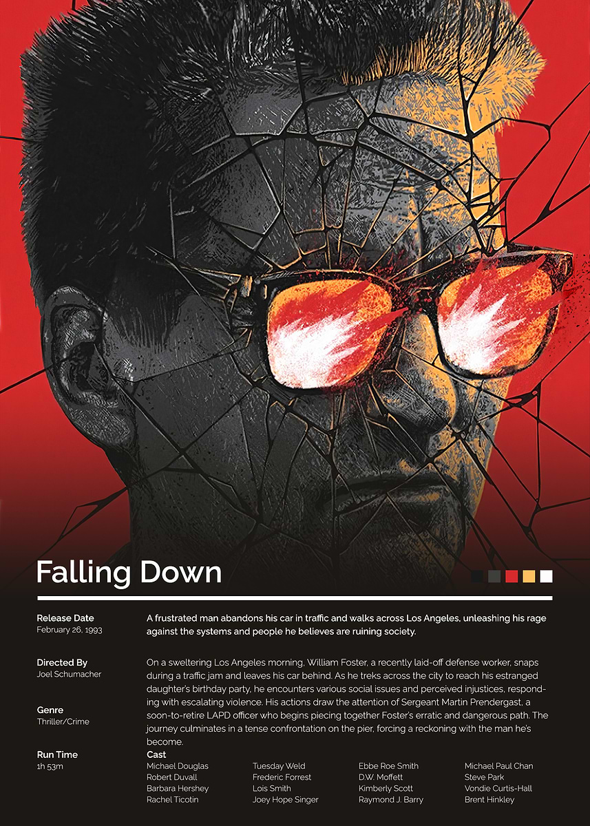 'Falling Down Movie Poster' Poster, picture, metal print, paint by Five ...
