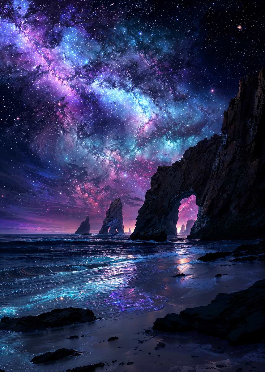 'Sea of Stars' Poster, picture, metal print, paint by Pixaverse | Displate