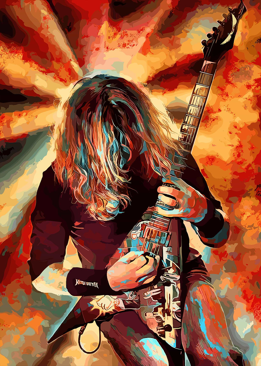 'Guitarist in Action - Digital Art' Poster, picture, metal print, paint ...