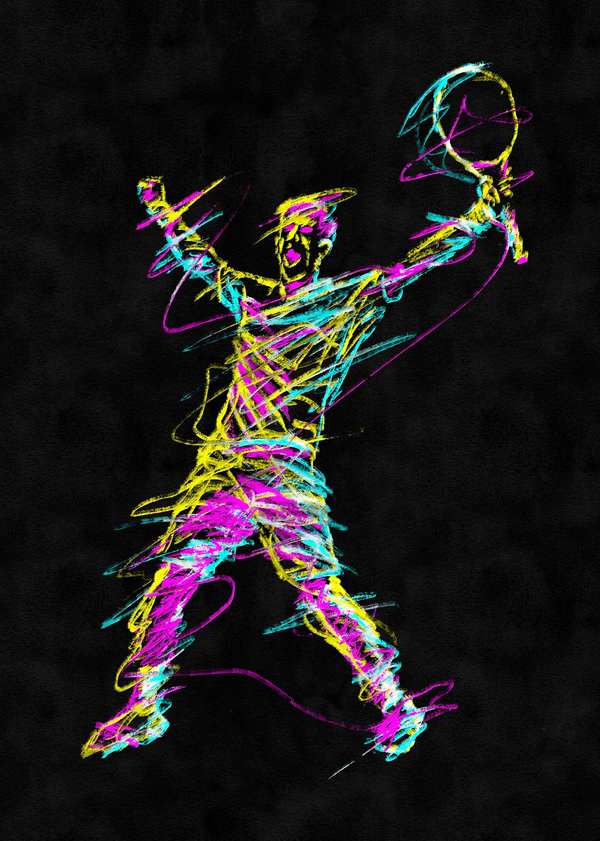'Tennis Player Celebration Abstract Art' Poster, picture, metal print ...