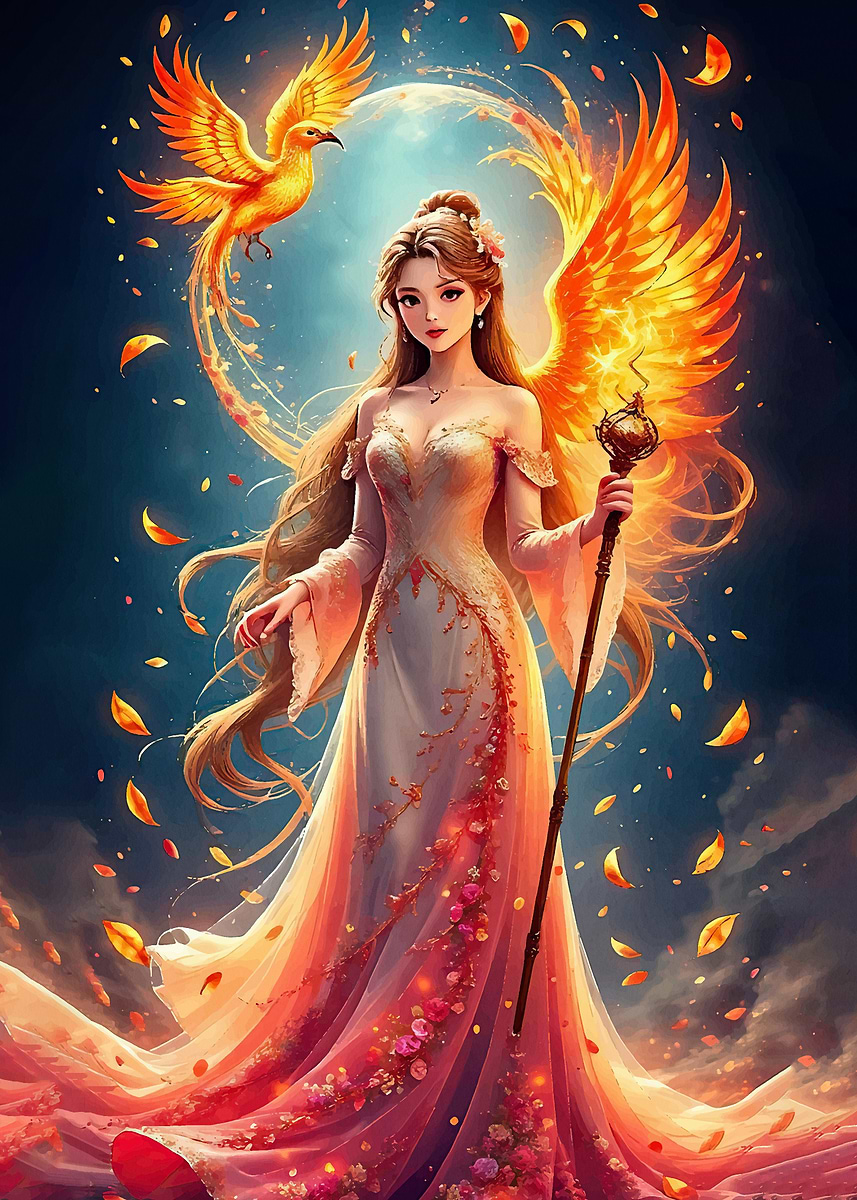 'Phoenix Goddess Fire Wings' Poster, picture, metal print, paint by ...
