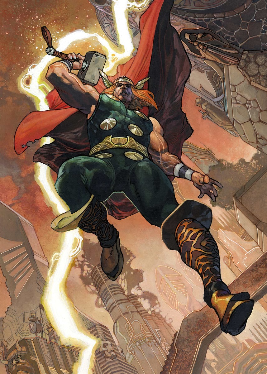 'Thor From Below with Mighty Hammer' Poster, picture, metal print ...