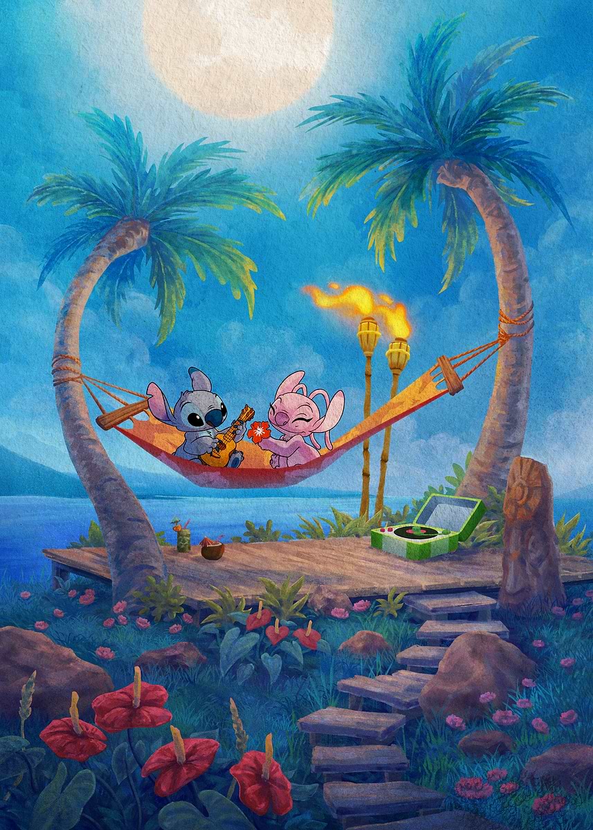 'Stitch Angel Hammock' Poster, picture, metal print, paint by Disney ...
