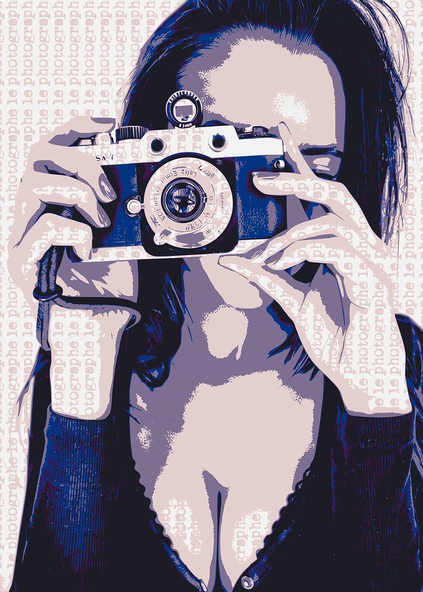 'le photographe' Poster, picture, metal print, paint by wiwin arini | Displate