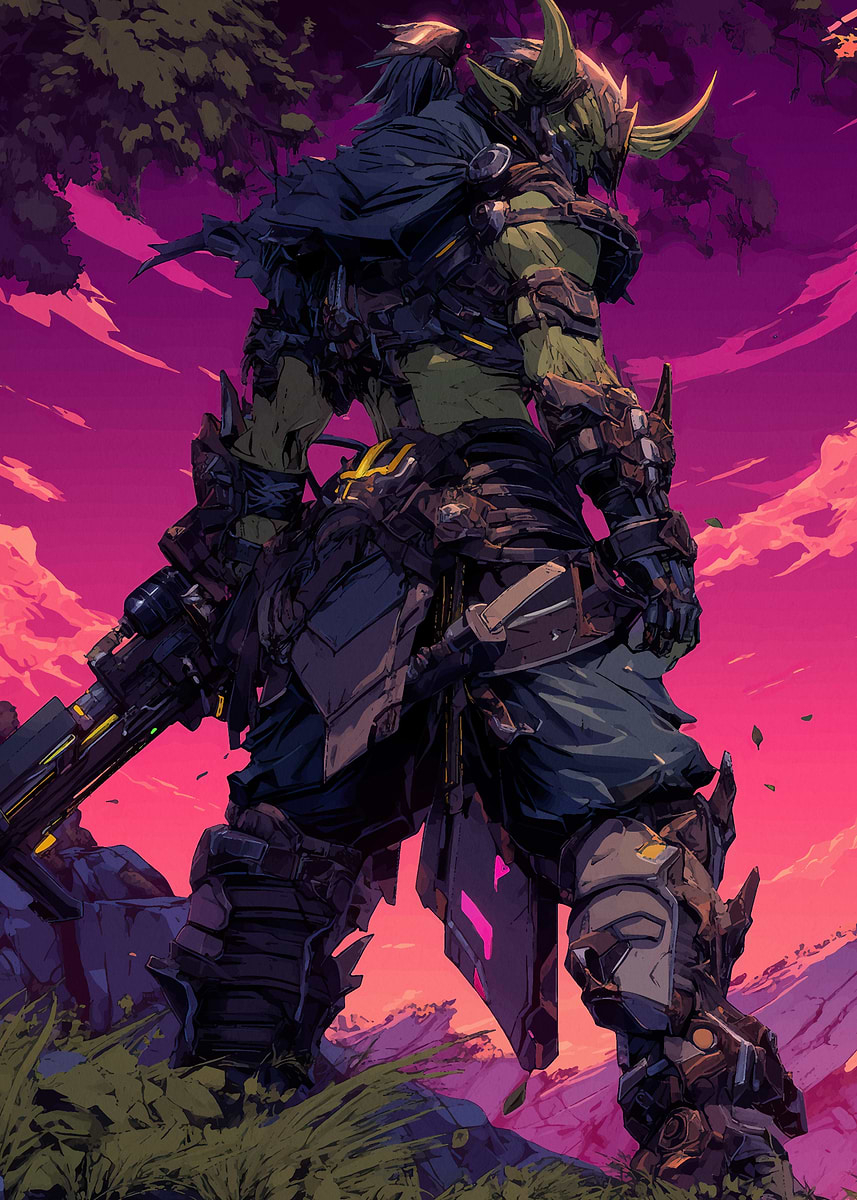 'Armored Orc Warrior Gun' Poster, picture, metal print, paint by Hiram ...
