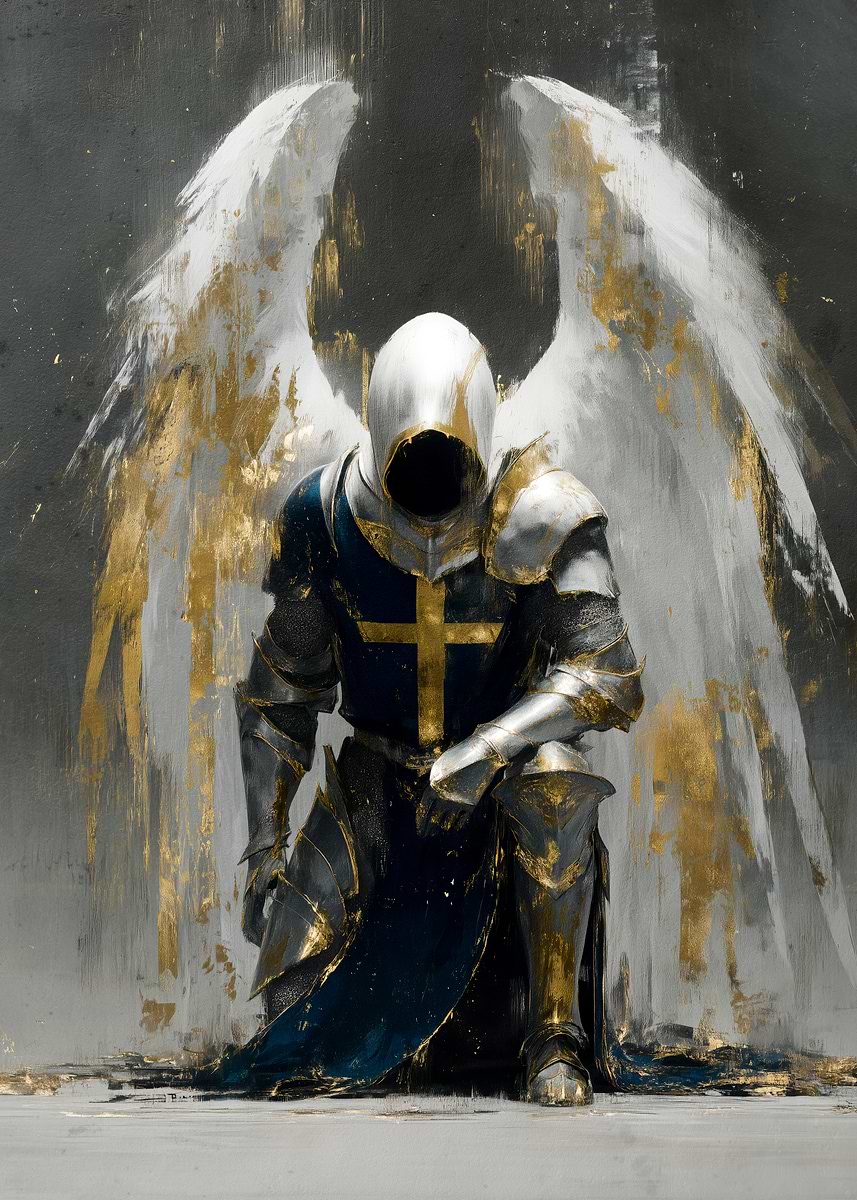 'Angel Knight in Prayer' Poster, picture, metal print, paint by Michael ...