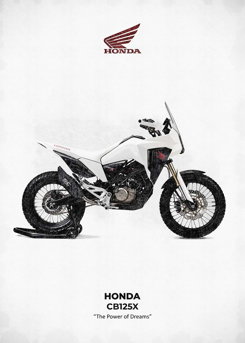 'Honda CB125X Motorcycle art' Poster, picture, metal print, paint by ...