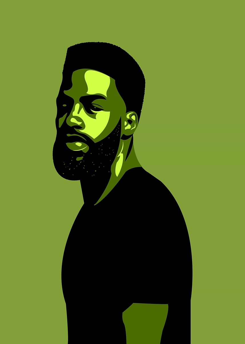 'Monochromatic Portrait of a Bearded Man' Poster, picture, metal print ...