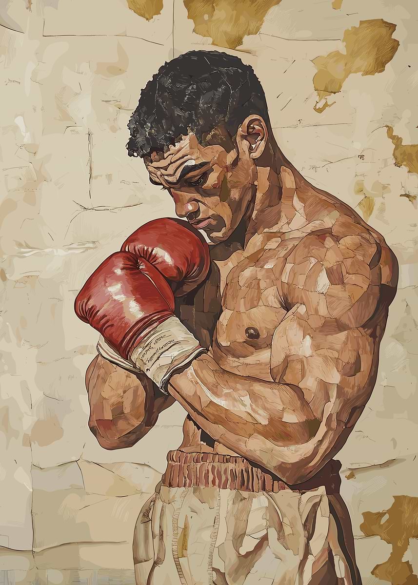 'Boxer before Fight' Poster, picture, metal print, paint by Omar Kanan ...