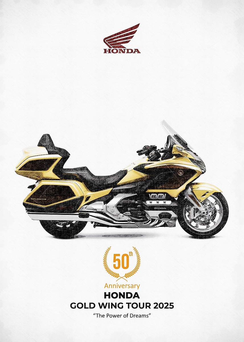 'Honda Gold Wing Tour 2025 50 Anniversary' Poster, picture, metal print ...
