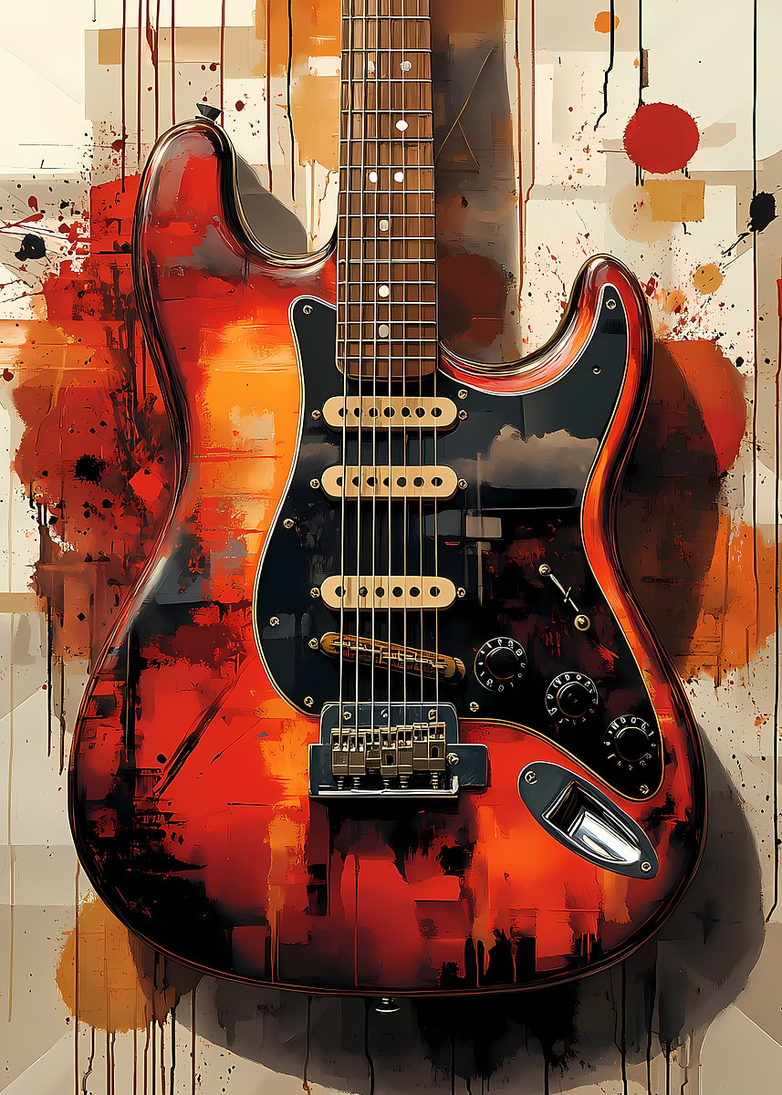 'Abstract Electric Guitar Art' Poster, picture, metal print, paint by ...