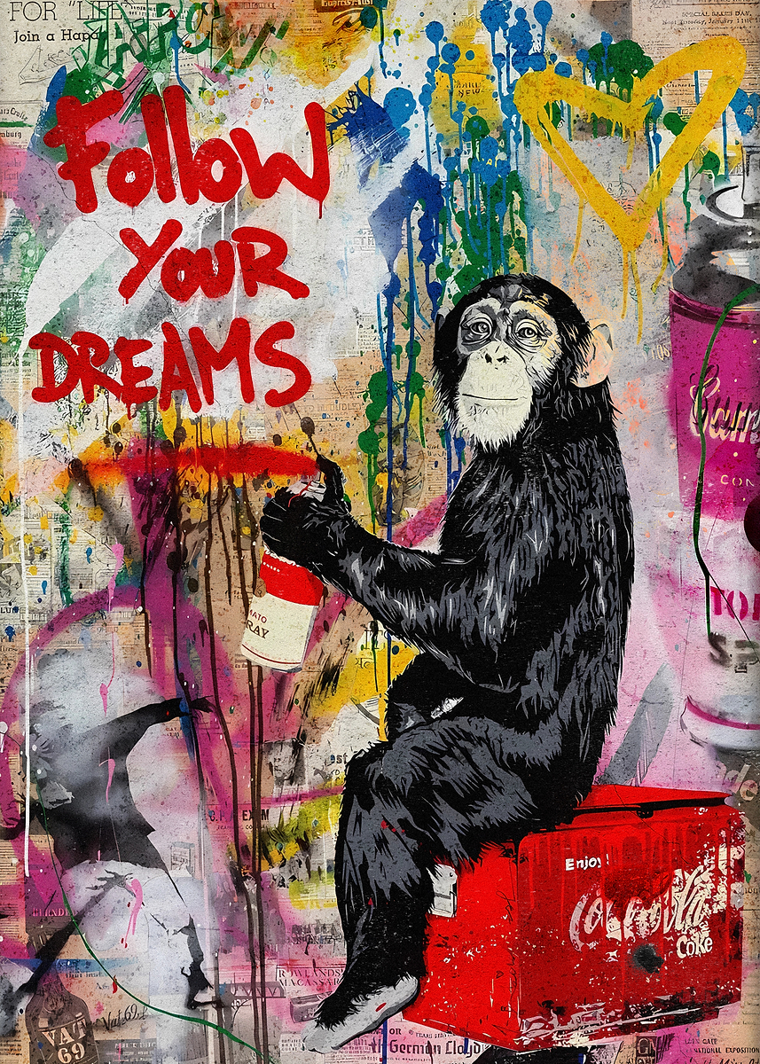 'Follow your Dreams Banksy' Poster, picture, metal print, paint by Uber ...