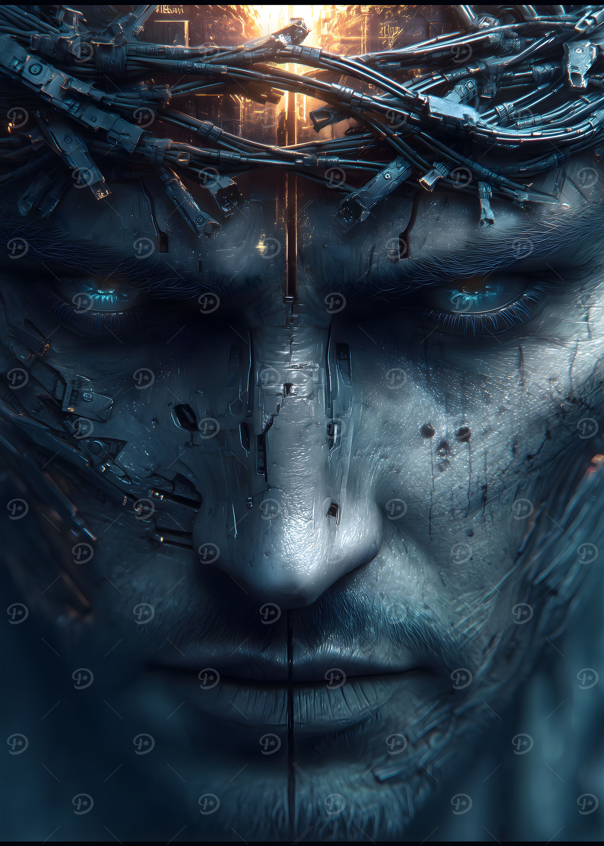 'Cybernetic Messiah Portrait' Poster, picture, metal print, paint by ...