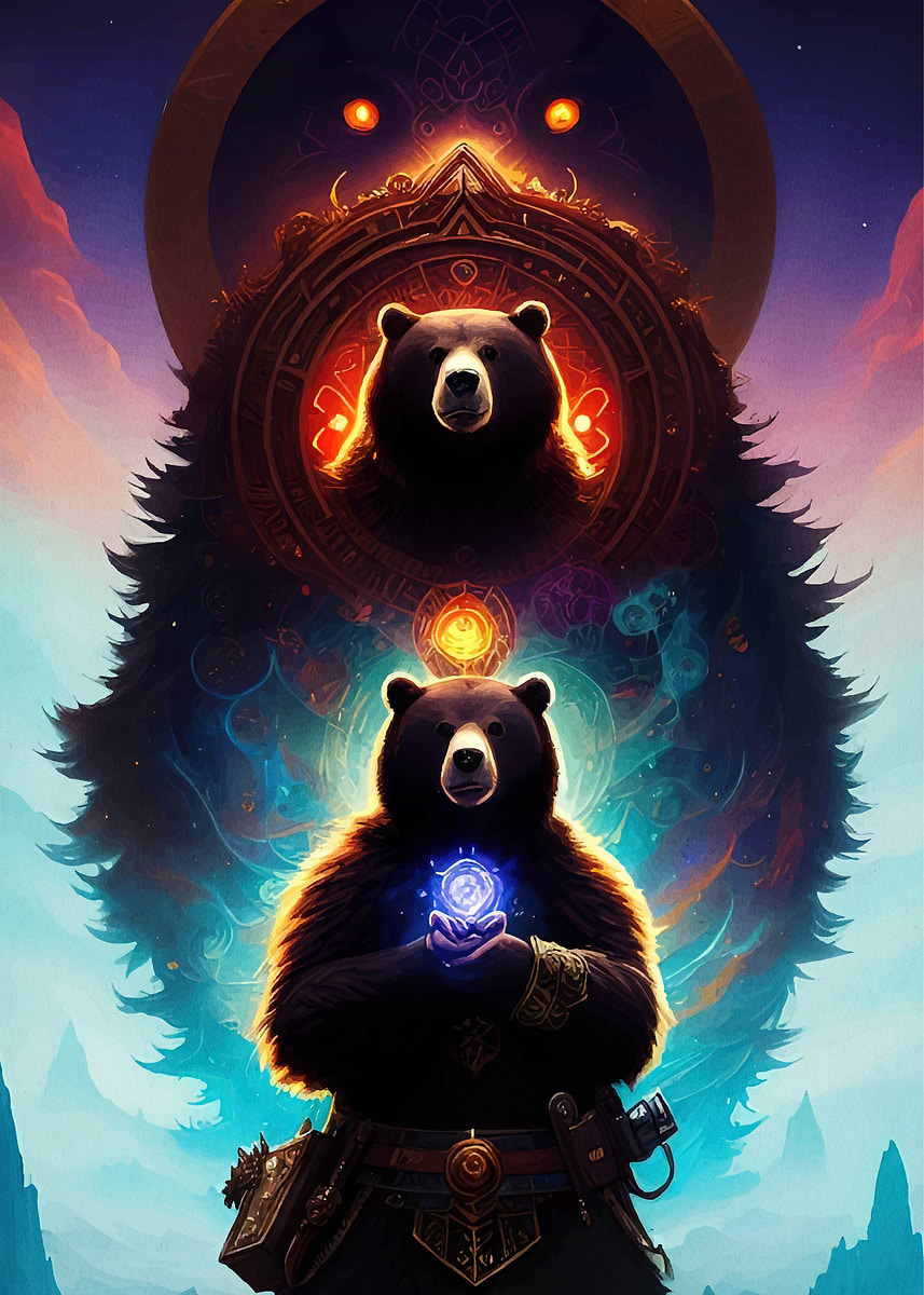 ' Bear Shaman Magic' Poster, picture, metal print, paint by Rex Khan ...