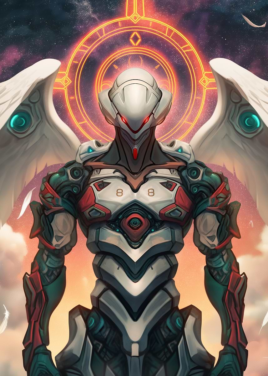 'Winged Robot Angel' Poster, picture, metal print, paint by Star Stream ...