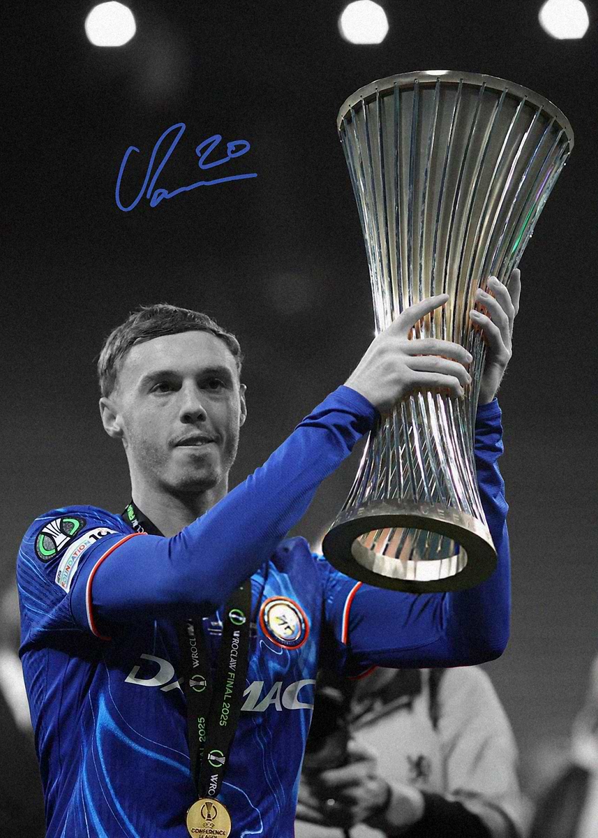'Cole Palmer Holding Trophy' Poster, picture, metal print, paint by ...