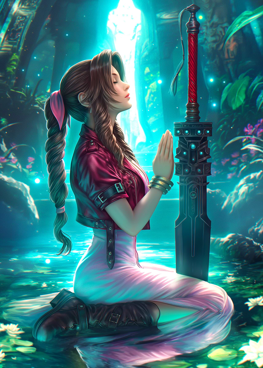 'Aerith Gainsborough Prayer' Poster, picture, metal print, paint by ...