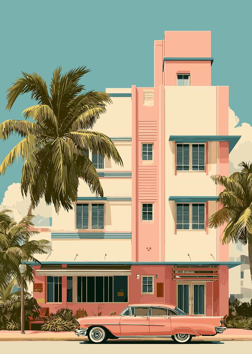 'Miami Retro' Poster, picture, metal print, paint by Mesh | Displate