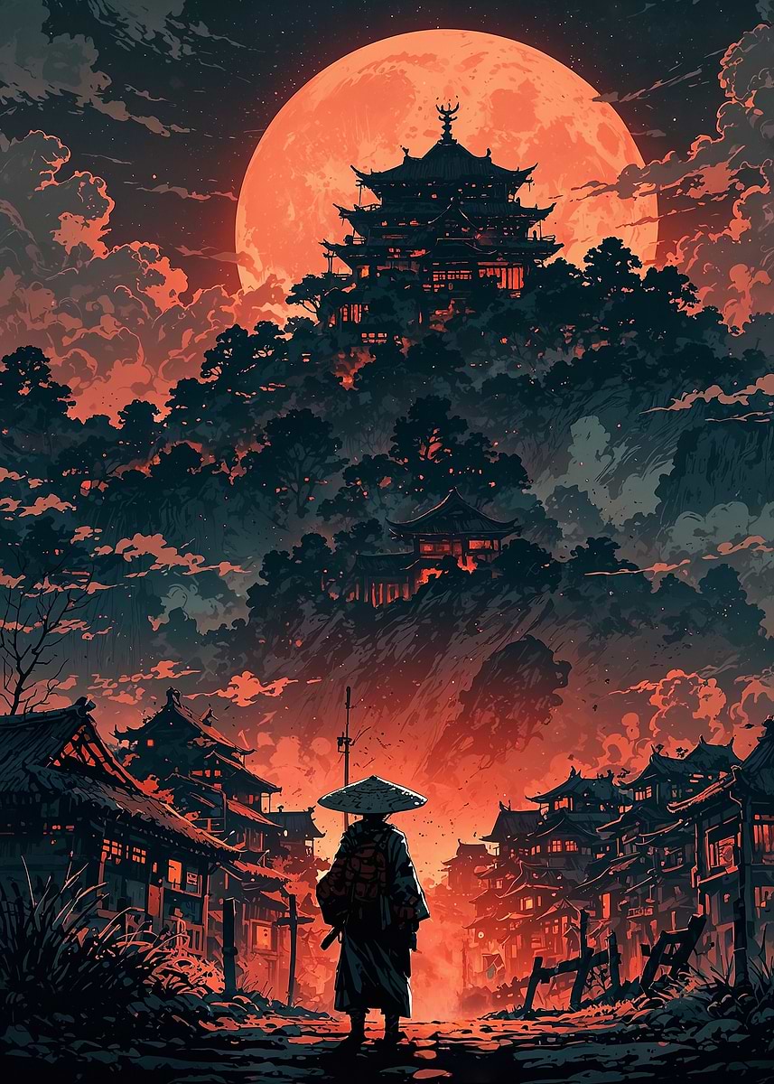 'Crimson Moon Citadel' Poster, picture, metal print, paint by Sakurooma ...