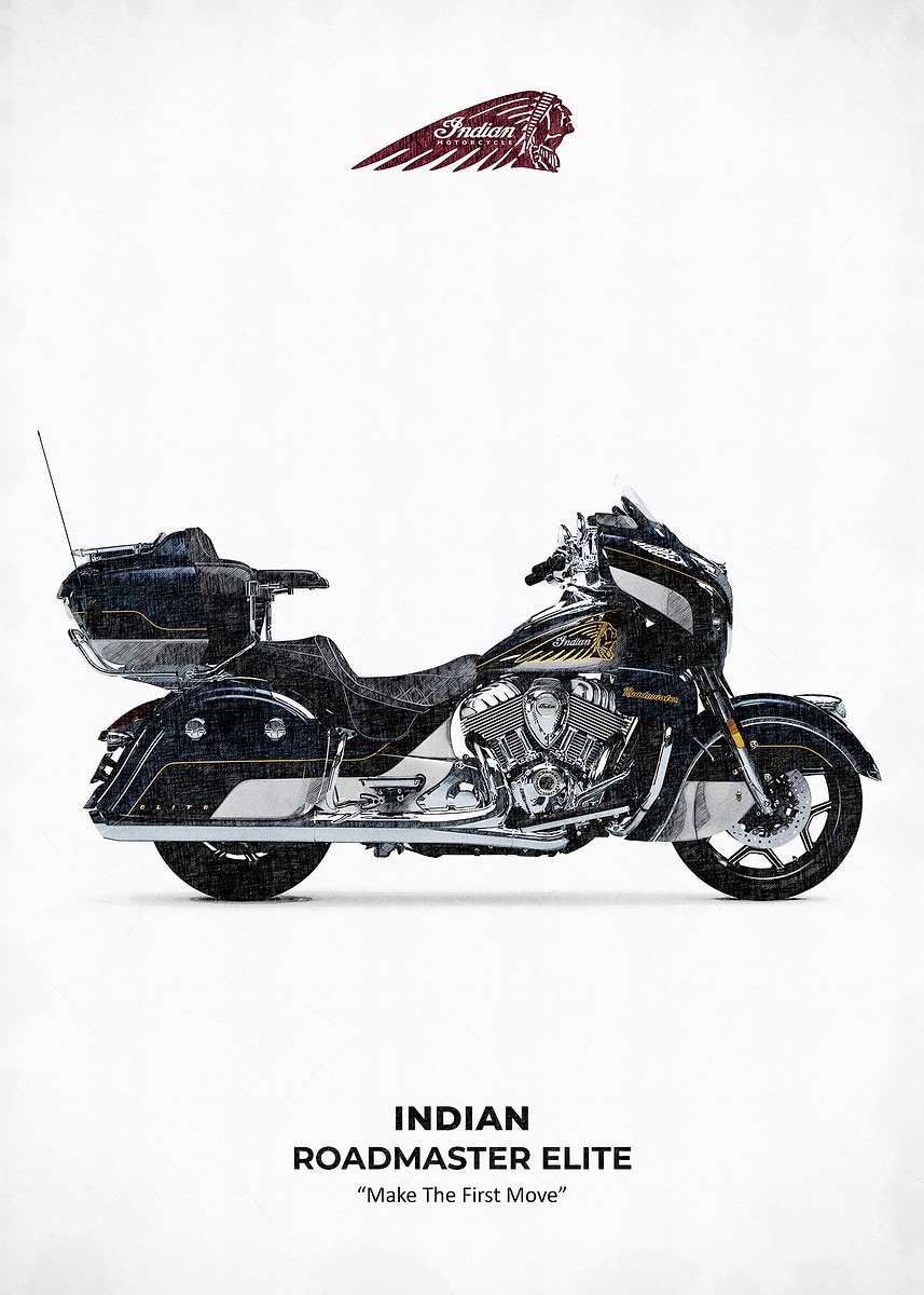 'Indian Roadmaster Elite Motorcycle Poster' Poster, picture, metal ...