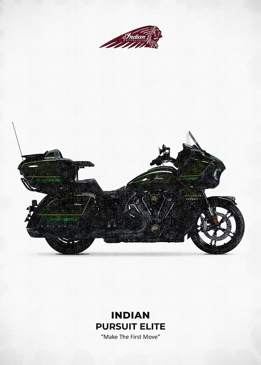 'Indian Pursuit Elite Motorcycle' Poster, picture, metal print, paint ...