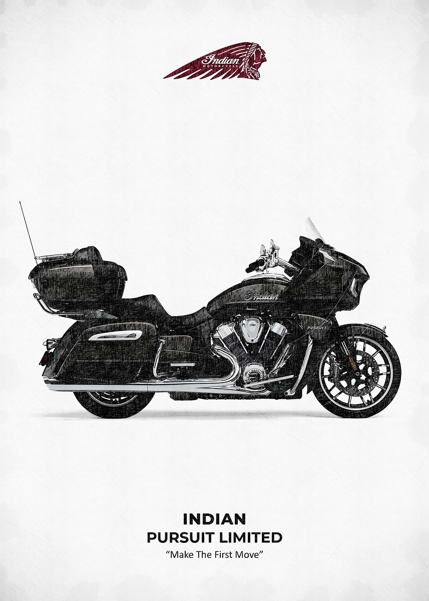 'Indian Pursuit Limited Motorcycle Art' Poster, picture, metal print ...