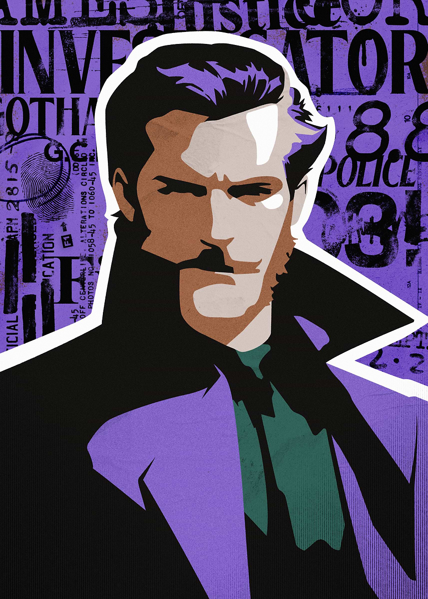 'Detective Portrait with Newspaper Background' Poster, picture, metal ...