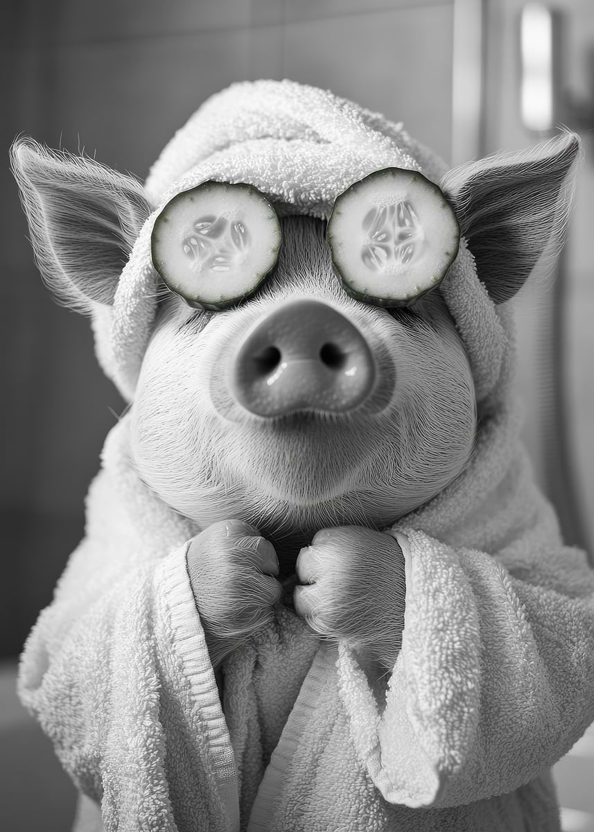 'Pig Spa Day Funny Bathroom Poster' Poster, picture, metal print, paint ...