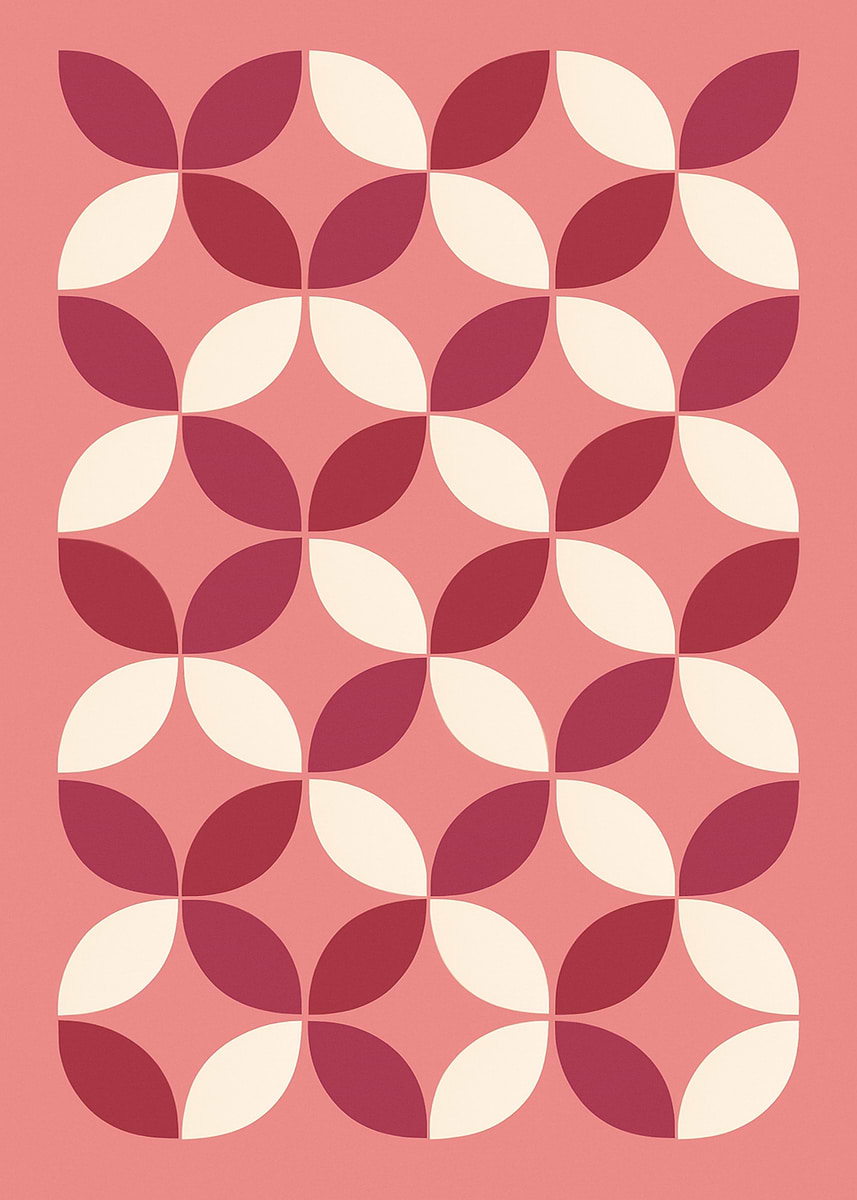 'Retro Floral Pattern in Pink Tones' Poster, picture, metal print ...