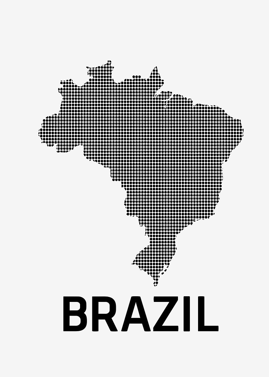 'Brazil Map Dotted Silhouette' Poster, picture, metal print, paint by ...