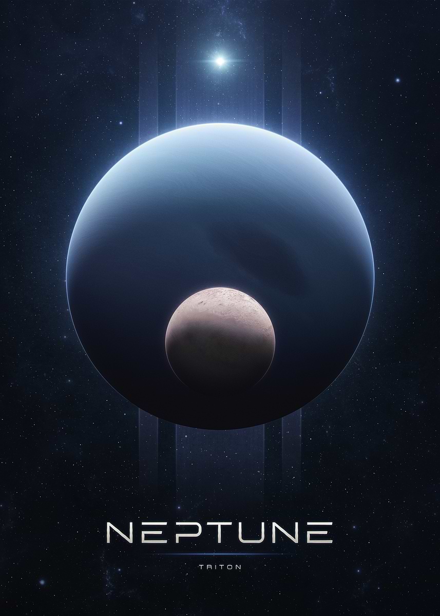 'Planet Neptune and Triton Space Art' Poster, picture, metal print ...