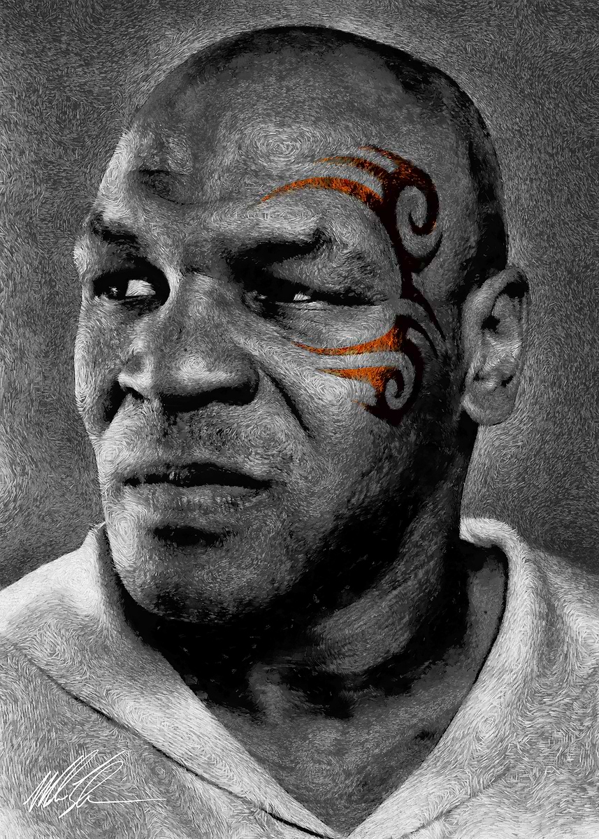 'Mike Tyson Portrait with Tattoo' Poster, picture, metal print, paint ...
