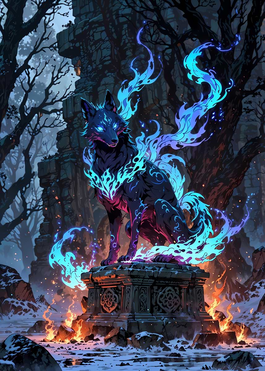 'Mystic Fox Spirit Unleashed' Poster, picture, metal print, paint by ...