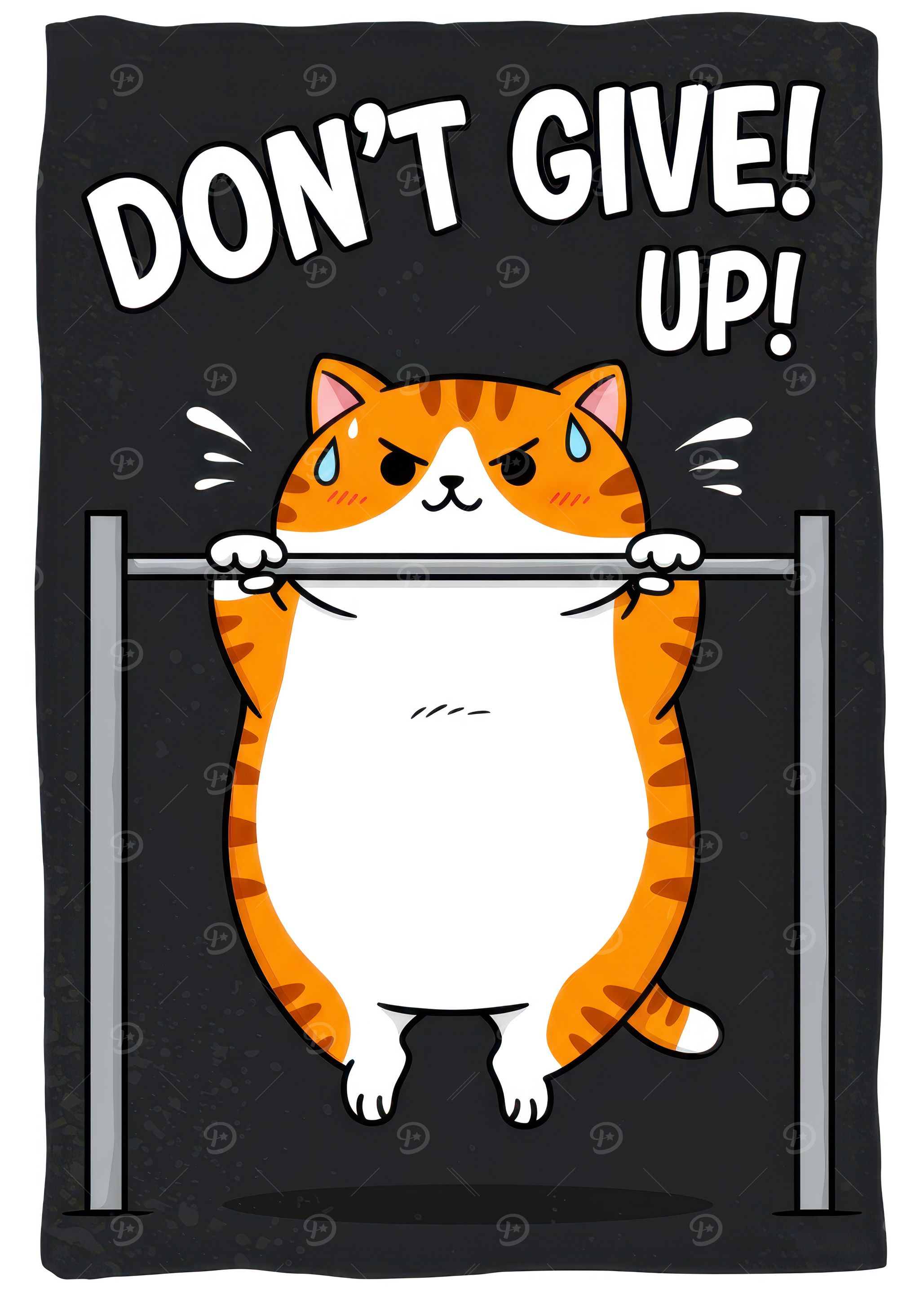 'Motivational Cat Pull-Up' Poster, picture, metal print, paint by ...