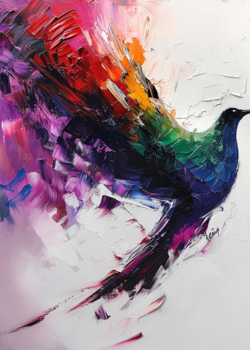 'Colorful Bird Abstract Painting' Poster, picture, metal print, paint ...