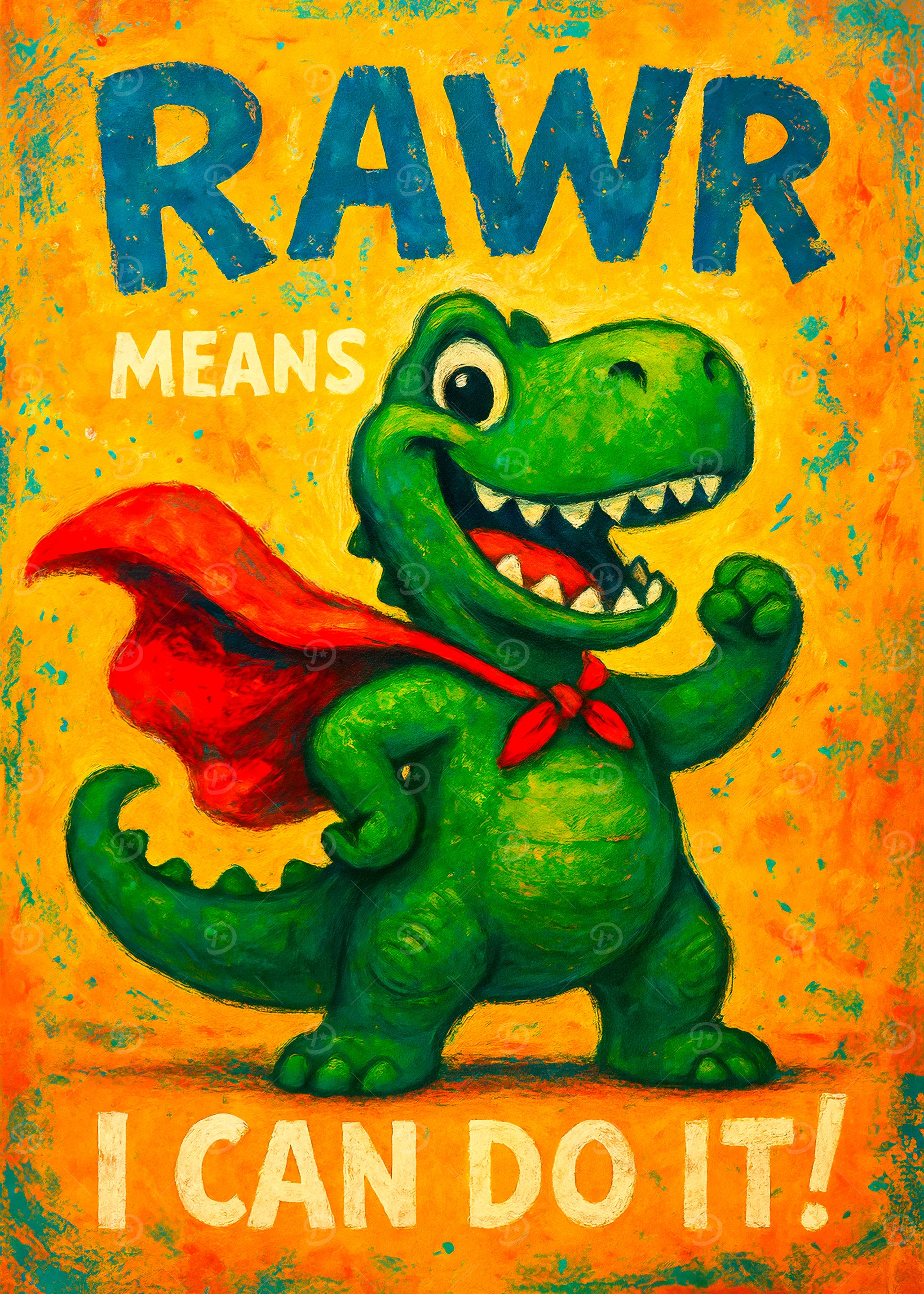 'Rawr Means I Can Do It' Poster, picture, metal print, paint by The ...