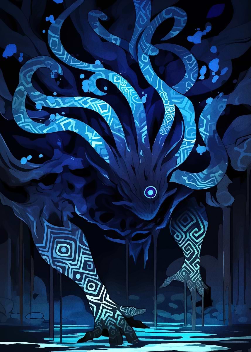 'Mystical Blue Creature' Poster, picture, metal print, paint by ...