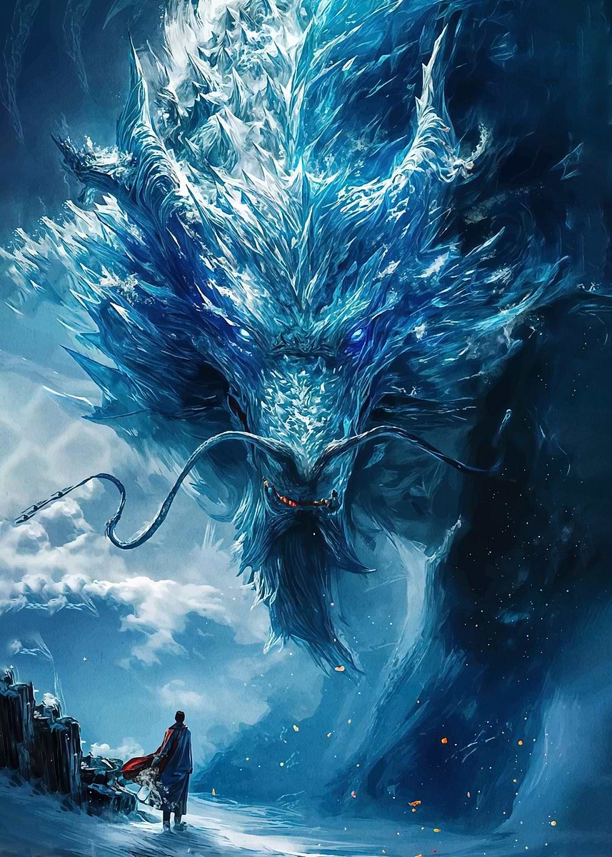 'Ice Dragon Encounter' Poster, picture, metal print, paint by Magdalena ...