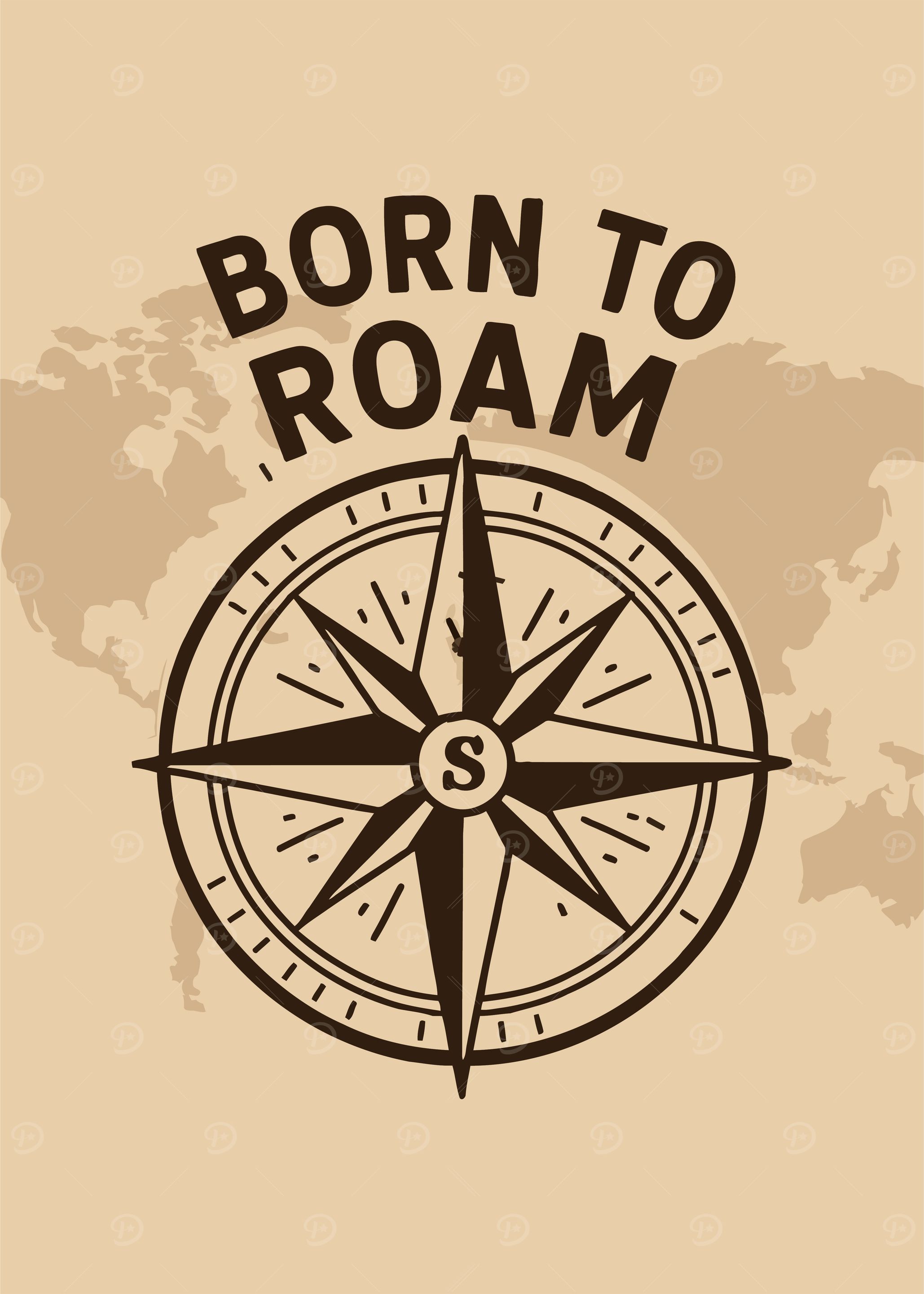 'Born to Roam Compass Illustration' Poster, picture, metal print, paint ...