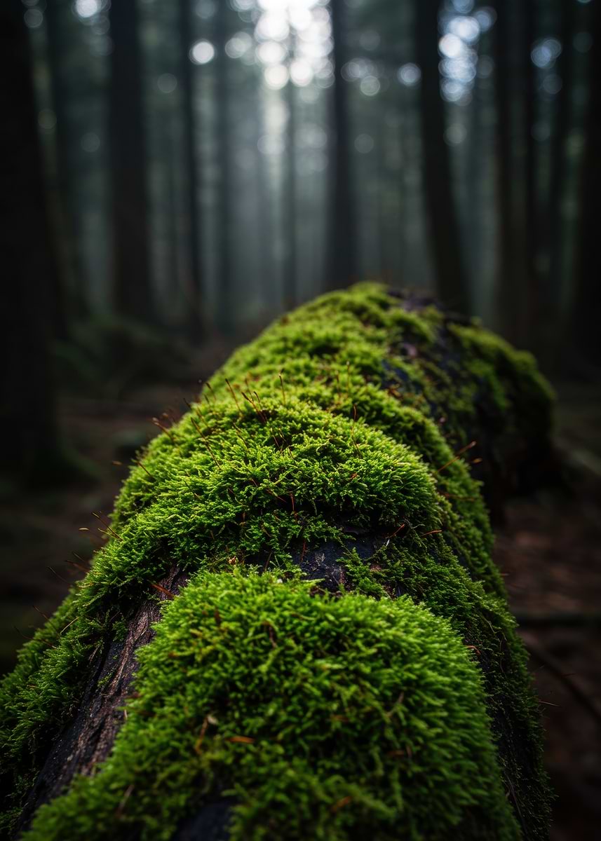 'Mossy Log in Forest' Poster, picture, metal print, paint by jomani ...