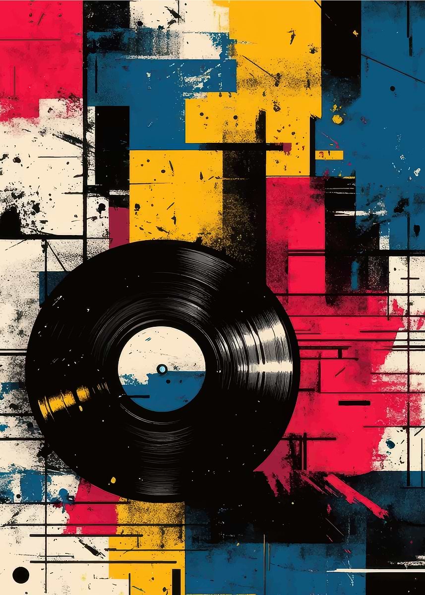 'Abstract Vinyl Record Art' Poster, picture, metal print, paint by ...