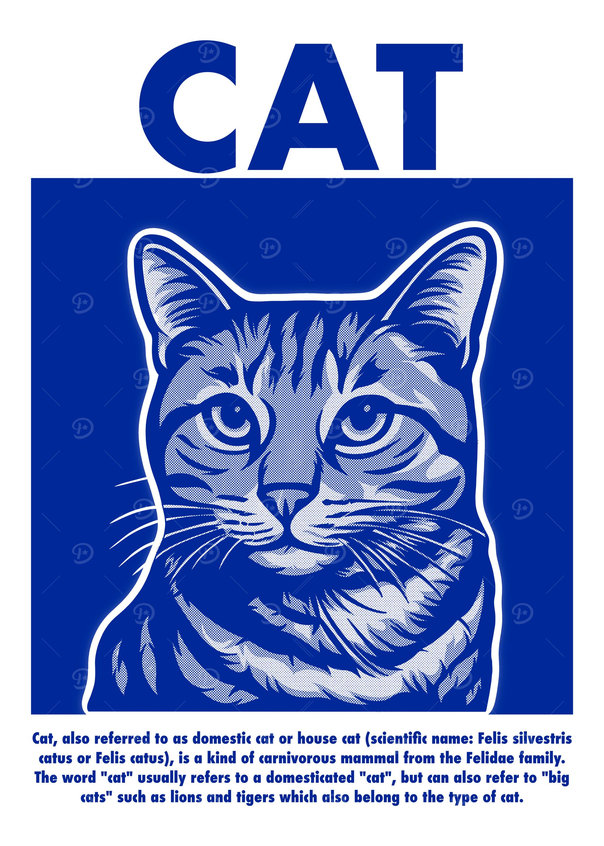 'Blue Cat Illustration' Poster, picture, metal print, paint by D B ...
