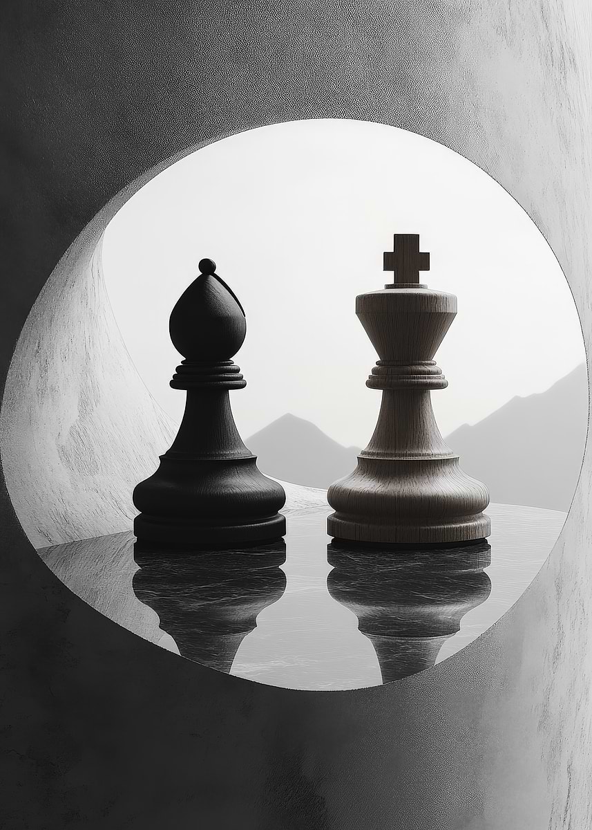 'Chess Pieces in a Stone Portal' Poster, picture, metal print, paint by ...
