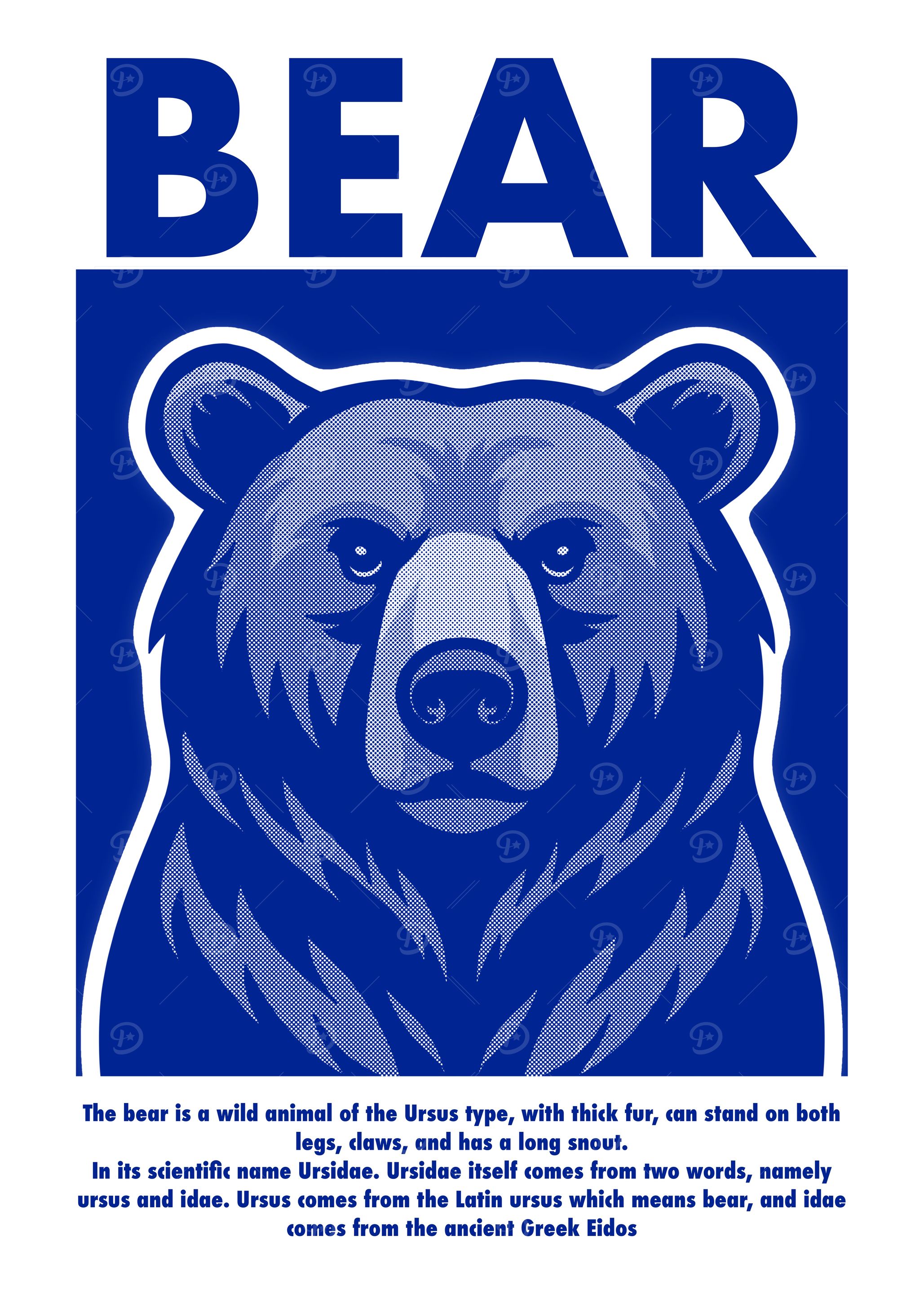 'Bear Illustration with Text' Poster, picture, metal print, paint by D ...