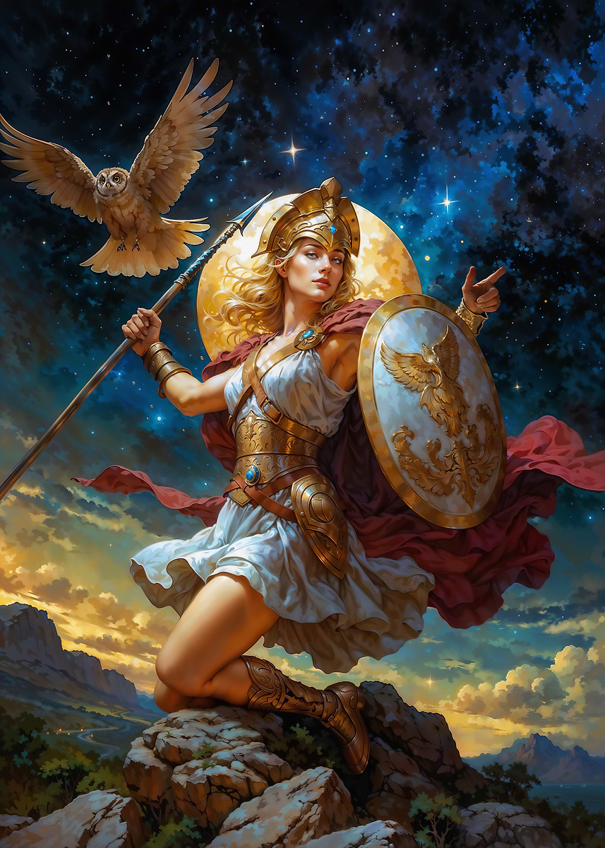 'Athena, Goddess of Wisdom and Warfare' Poster, picture, metal print ...