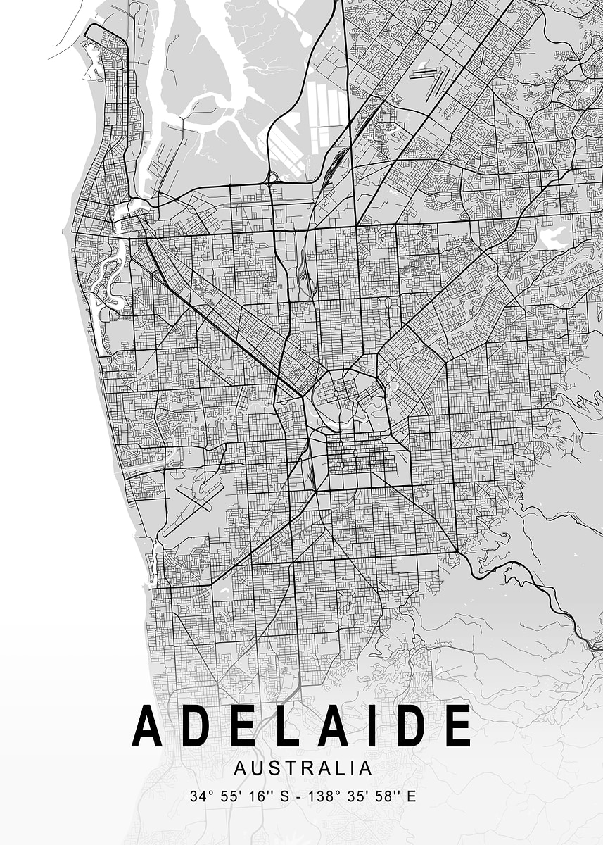 'Adelaide Light City Map' Poster, picture, metal print, paint by ...
