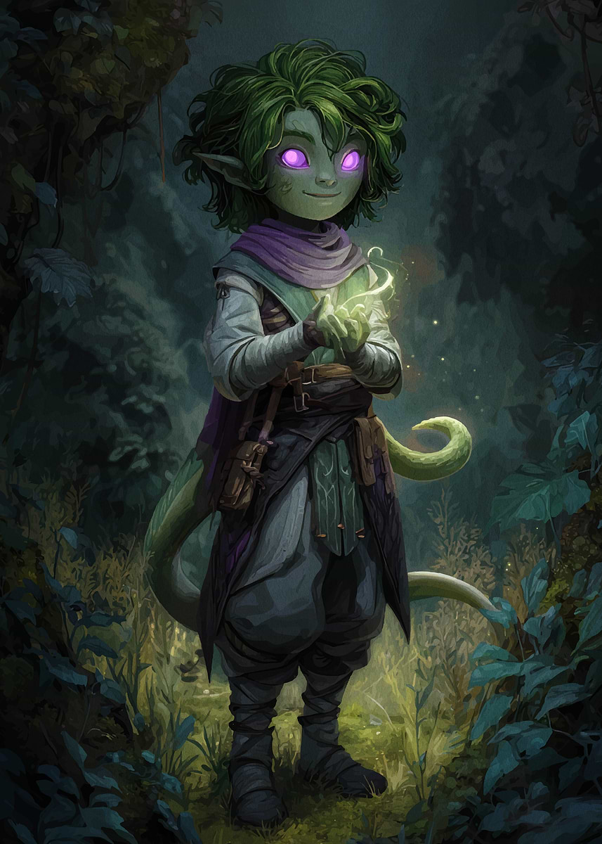 'Lizardfolk Child with Magic' Poster, picture, metal print, paint by ...