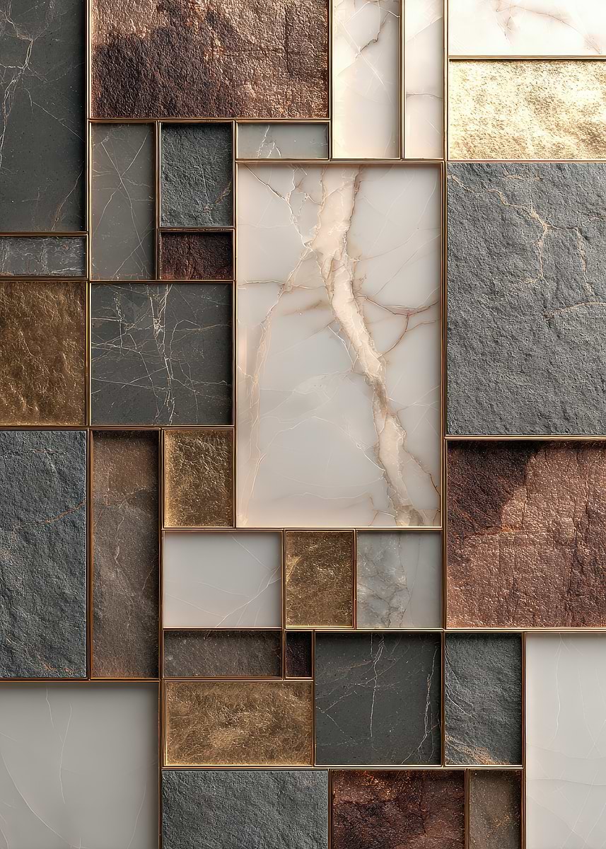 'Abstract Stone and Marble Tile Mosaic' Poster, picture, metal print ...