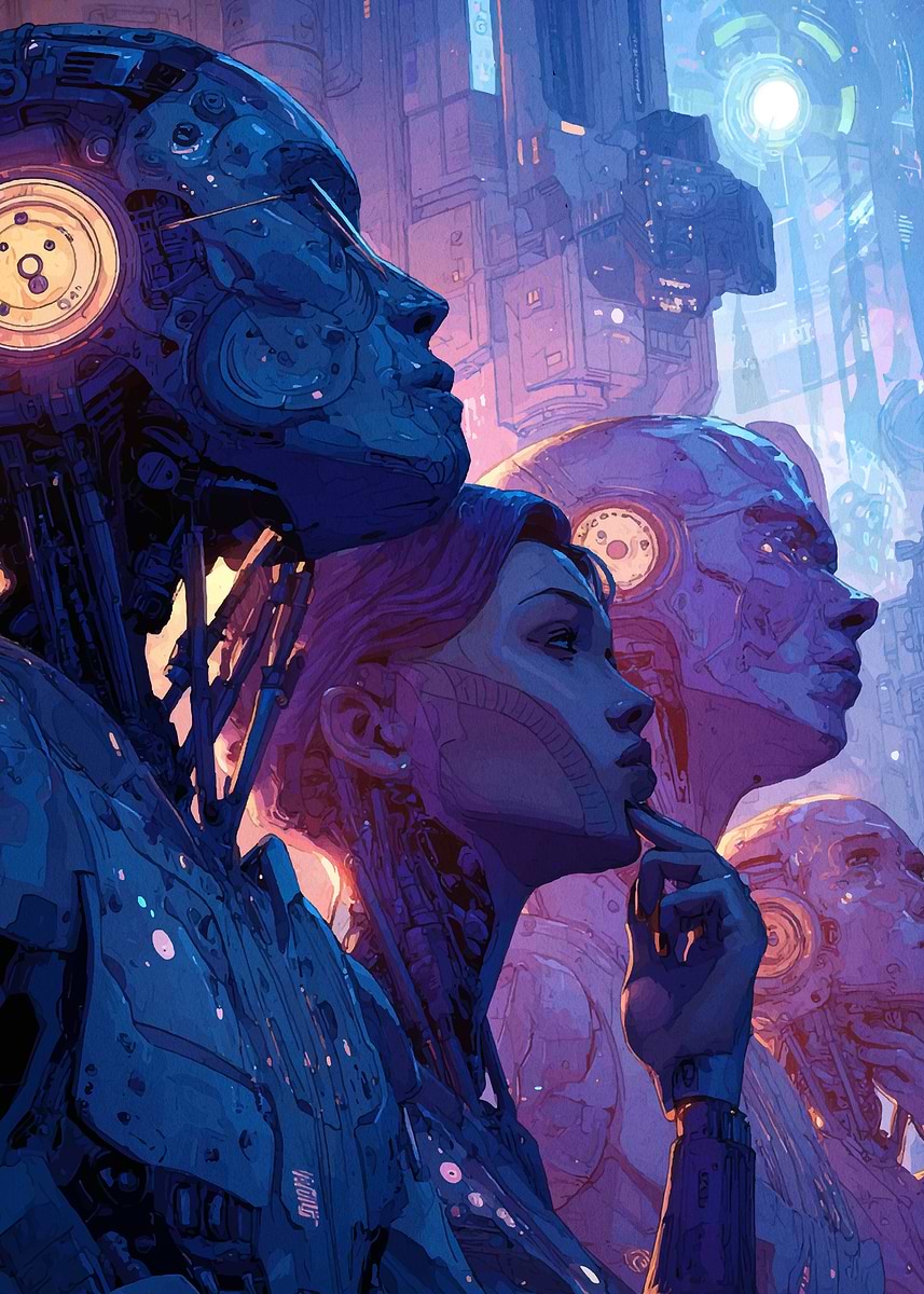 'Cyberpunk Futuristic Humanoid Portrait' Poster, picture, metal print ...